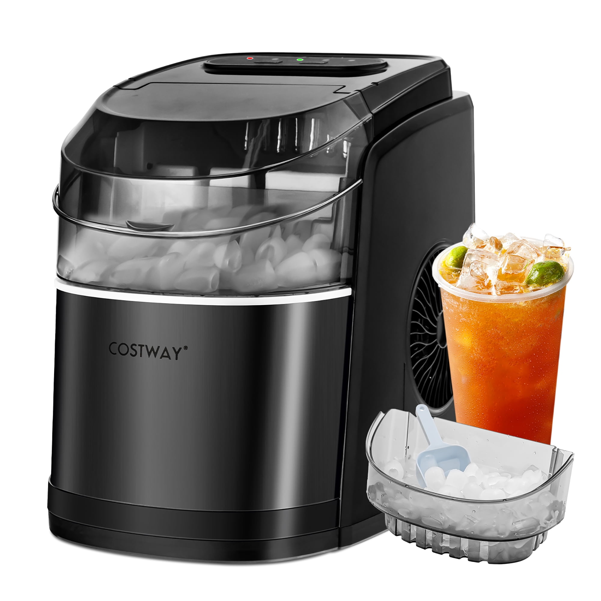 Costway Countertop Ice Maker 26.5lbs/Day Self-Cleaning Machine w/ Flip ...