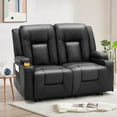 YODOLLA Manual Reclining Loveseat with Cup Holders&Side Pockets, PU ...