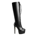 Ferwind Womens High Fashion Ultra High Stiletto Heels Platform Lace Up Boots Female Adult Black