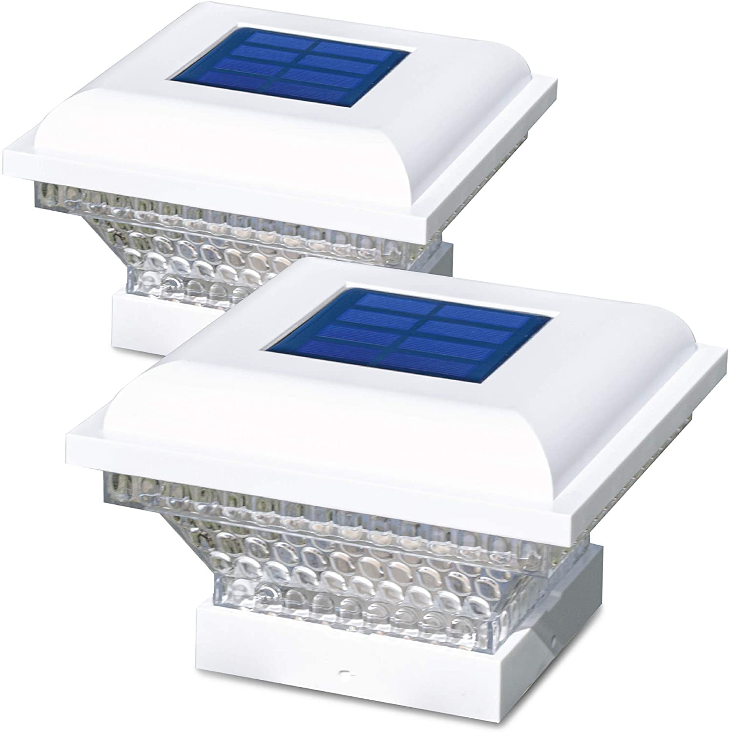 Home Zone Security 2 Pack Solar Post Cap Lights 12 Lumens Outdoor 4x4 ...