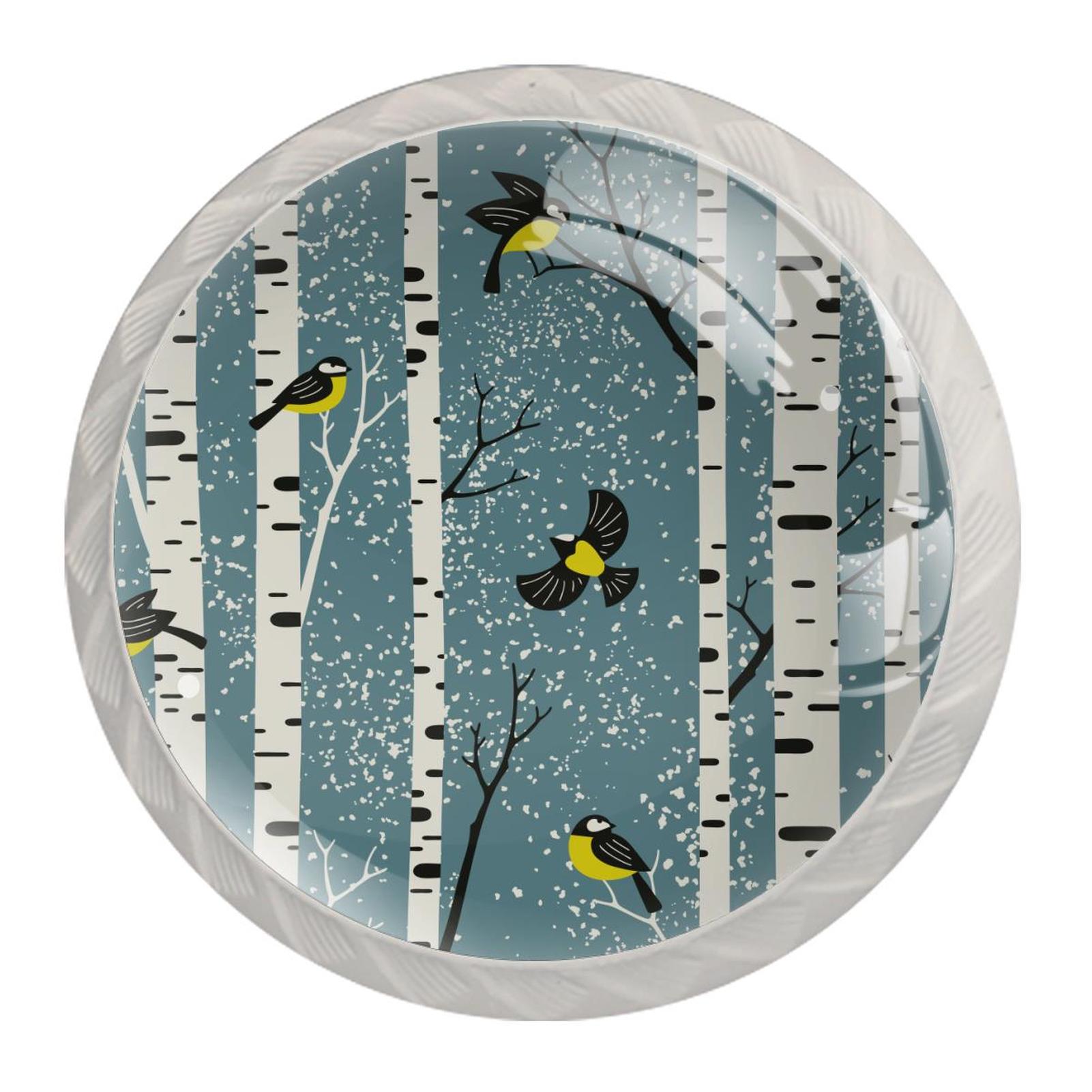 4 Pcs Birch Branches Birds Knobs for Kitchen Cabinet Cupboard Dresser Bookcase Drawer Pulls ...