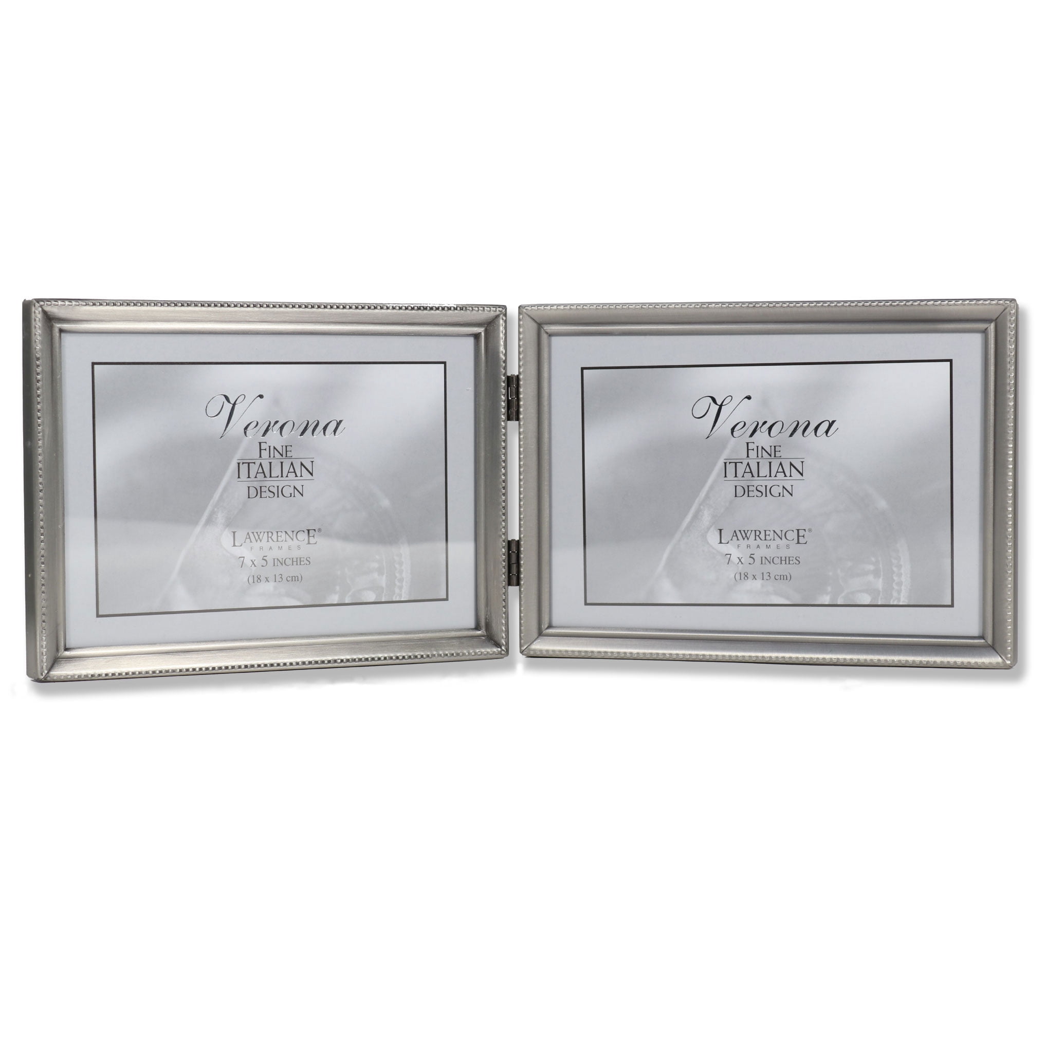 11575D Brushed Pewter Bead 7x5 Hinged Double Picture Frame - Walmart.com