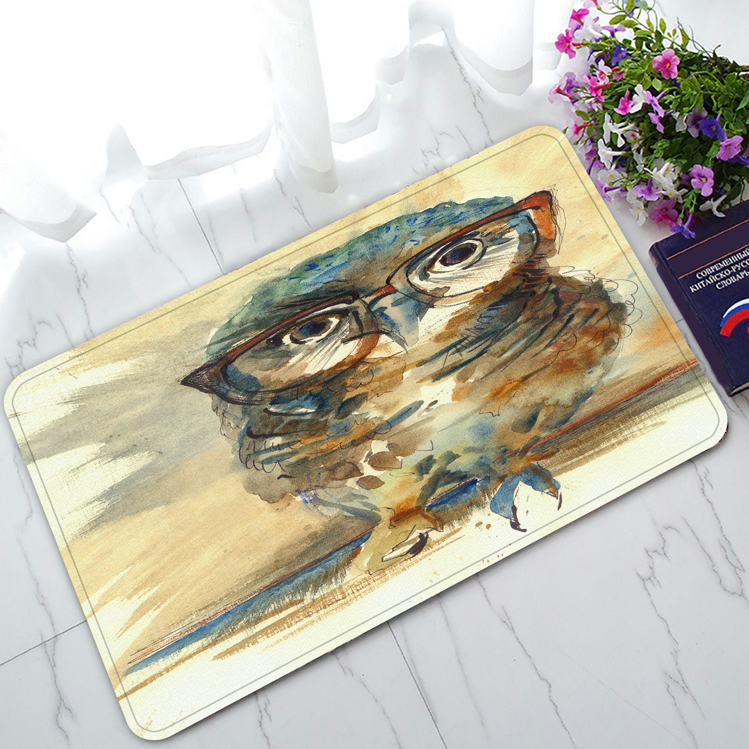 PHFZK Bird Animal Doormat, Colorful Owl Art Night Owl Doormat Outdoors ...