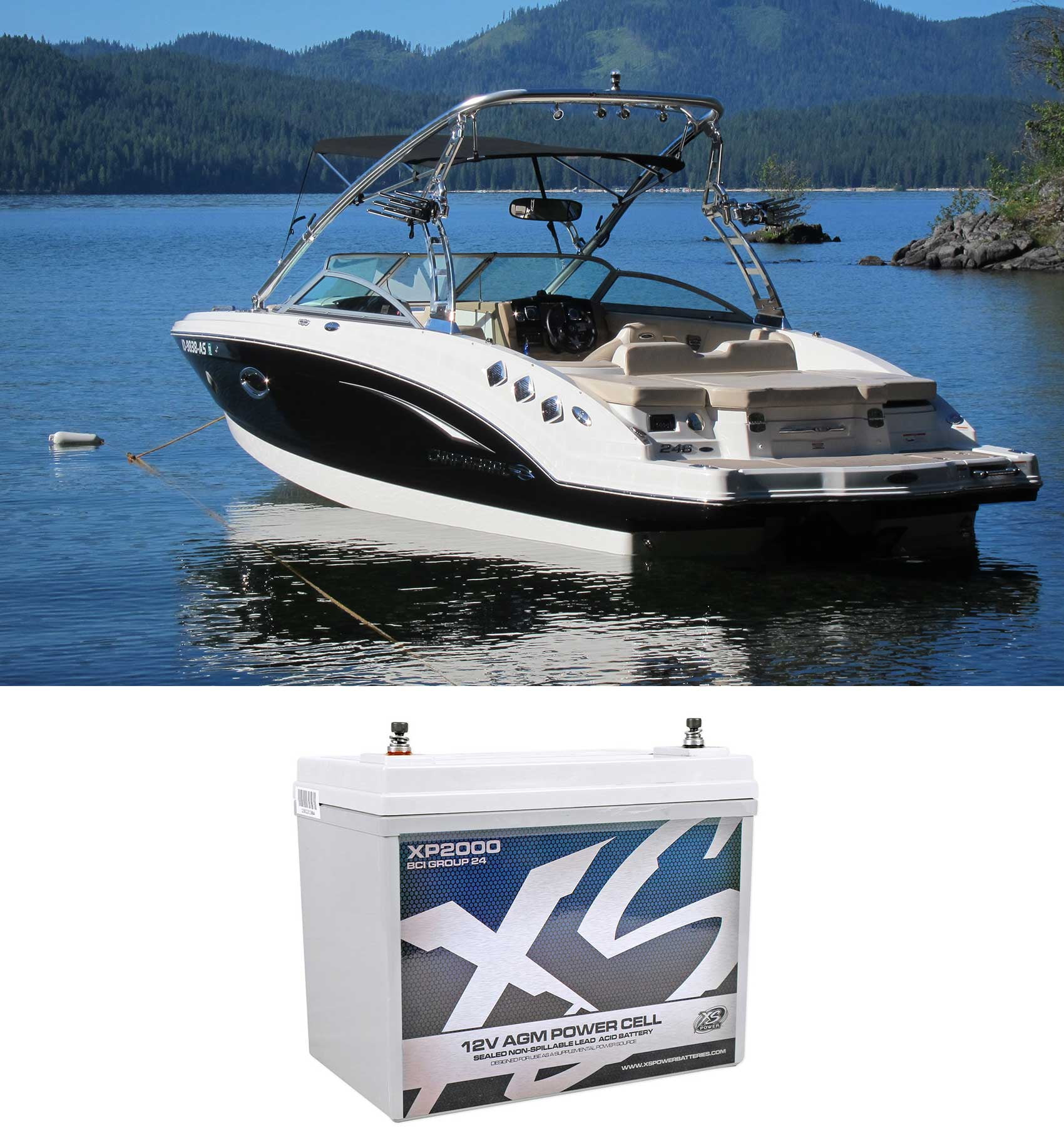 XS Power XP2000 2000 Watt Power Cell Marine Stereo Battery For Boat ...