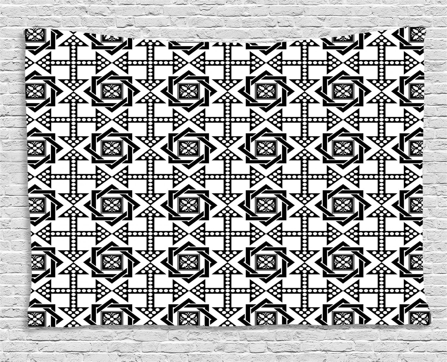Black and White Tapestry, Celtic Star Pattern with Arrows with Polka ...