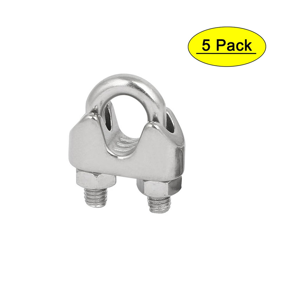 M8 3/8 Inch 304 Stainless Steel U-Shape Bolt Clamps Cable Wire Rope ...