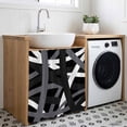 Abstract Art Cabinet Curtains 35" W x 35" L White Black Gray Line ...
