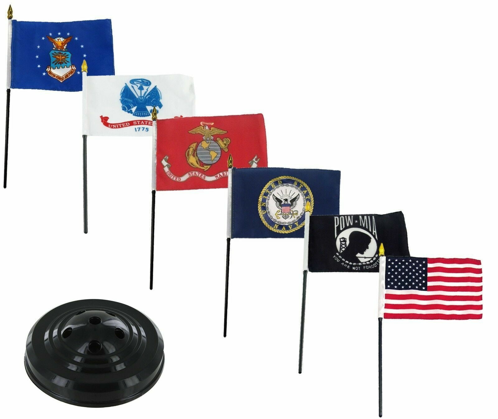 US ARMED FORCES Military Desk Flag Set 4"x6" Flags Flag (USA + POW-MIA ...