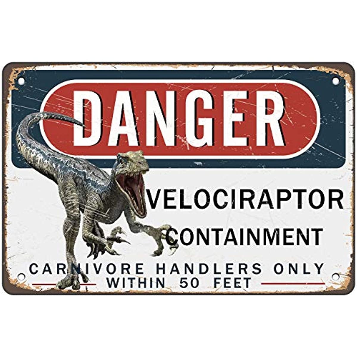 Letrero de aluminio AntSwegg Danger Velociraptor Containment Letrero de ...