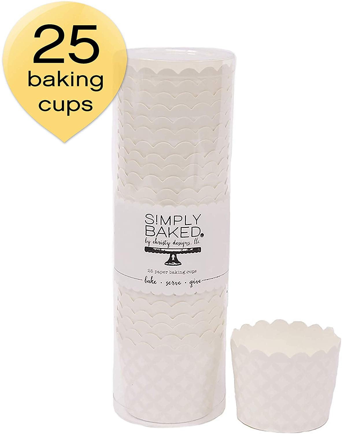 Simply Baked Small Paper Baking Cups Pearl Diamond 25-Pack Disposable ...