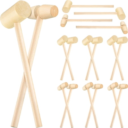 18 Pieces Mini Wooden Hammer Mallet Pounding Toy Wooden Crab Lobster ...