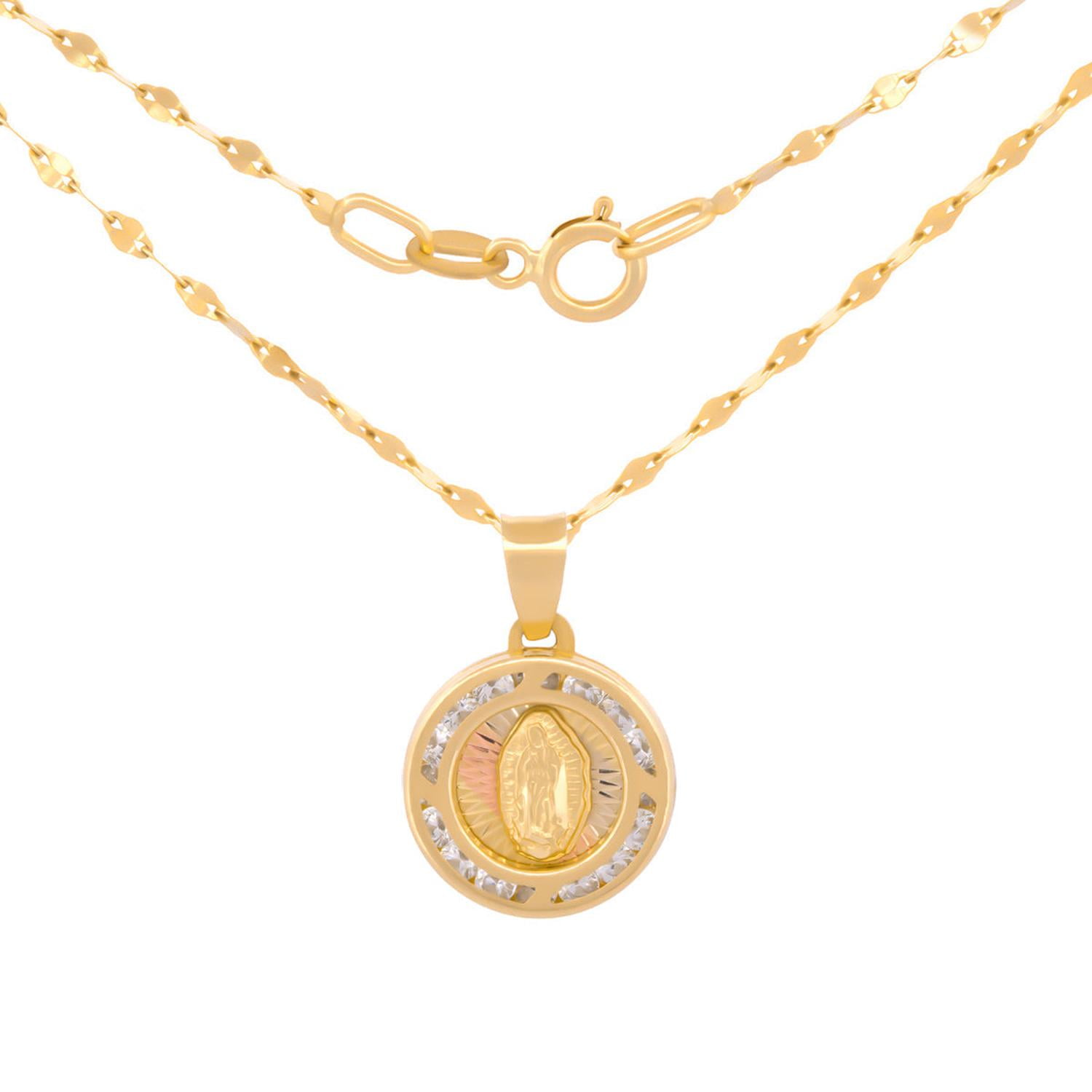 Cadena CON Dije de La Virgen de Guadalupe Casa del Anillo 14k Amarillo ...