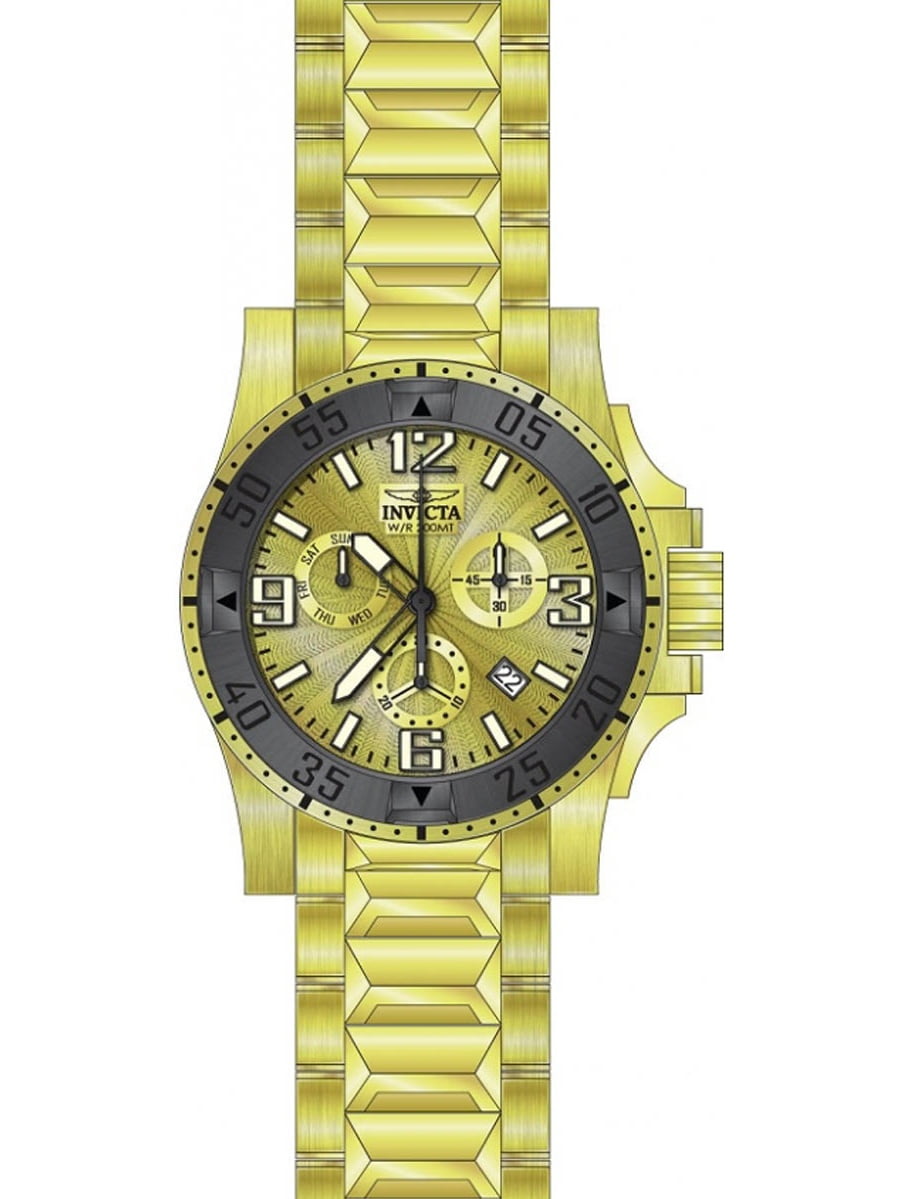 Invicta Men's 23904 Excursion Chronograph Gold Dial Yellow Gold Steel ...