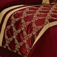 Hig King Size 7 Piece Comforter Set In Burgundy And Gold Faux Silk