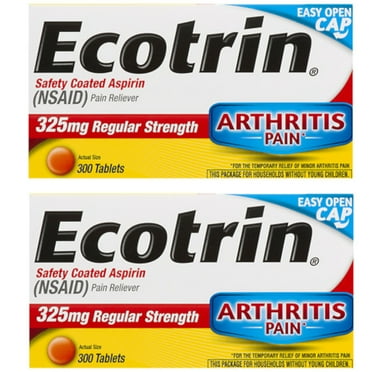 Ecotrin Regular Strength Aspirin 325 mg, Safety Coated, 300 Tablets for ...