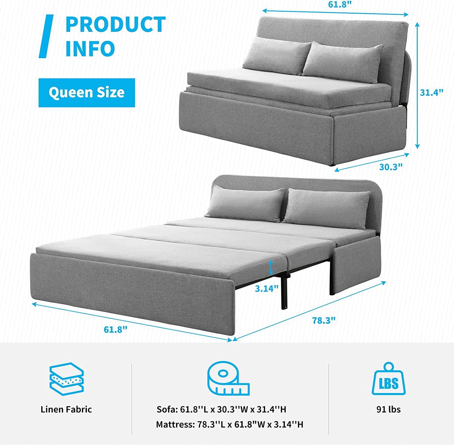 Queen Size Sofa Bed Dimensions | Cabinets Matttroy