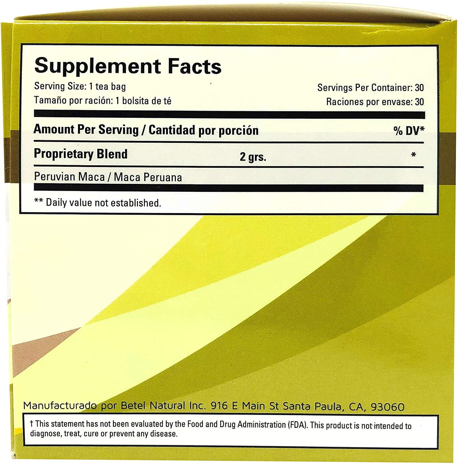 Peruvian Maca Tea by Betel Natural – Amazing Libido Support – 2 Grams ...