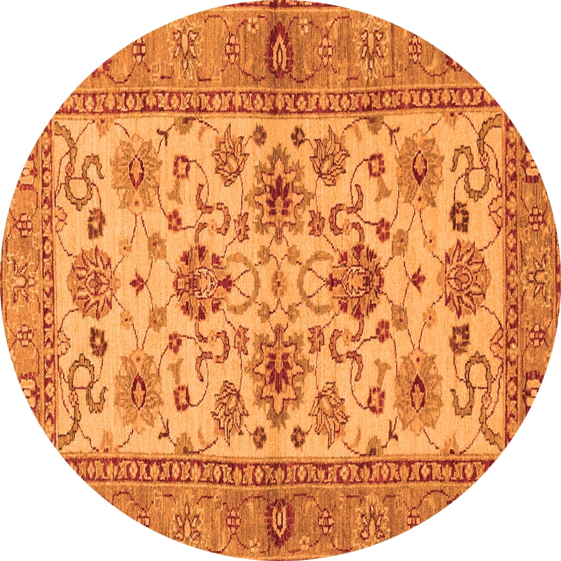 Ahgly Company Indoor Round Abstract Orange Modern Area Rugs, 6' Round ...