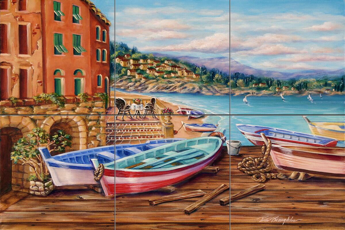 Tile Mural Kitchen Backsplash - Boats by the Bay - by Rita Broughton ...