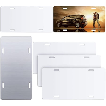 4 Pieces Sublimation License Plate Blanks, Metal Aluminium Automotive ...