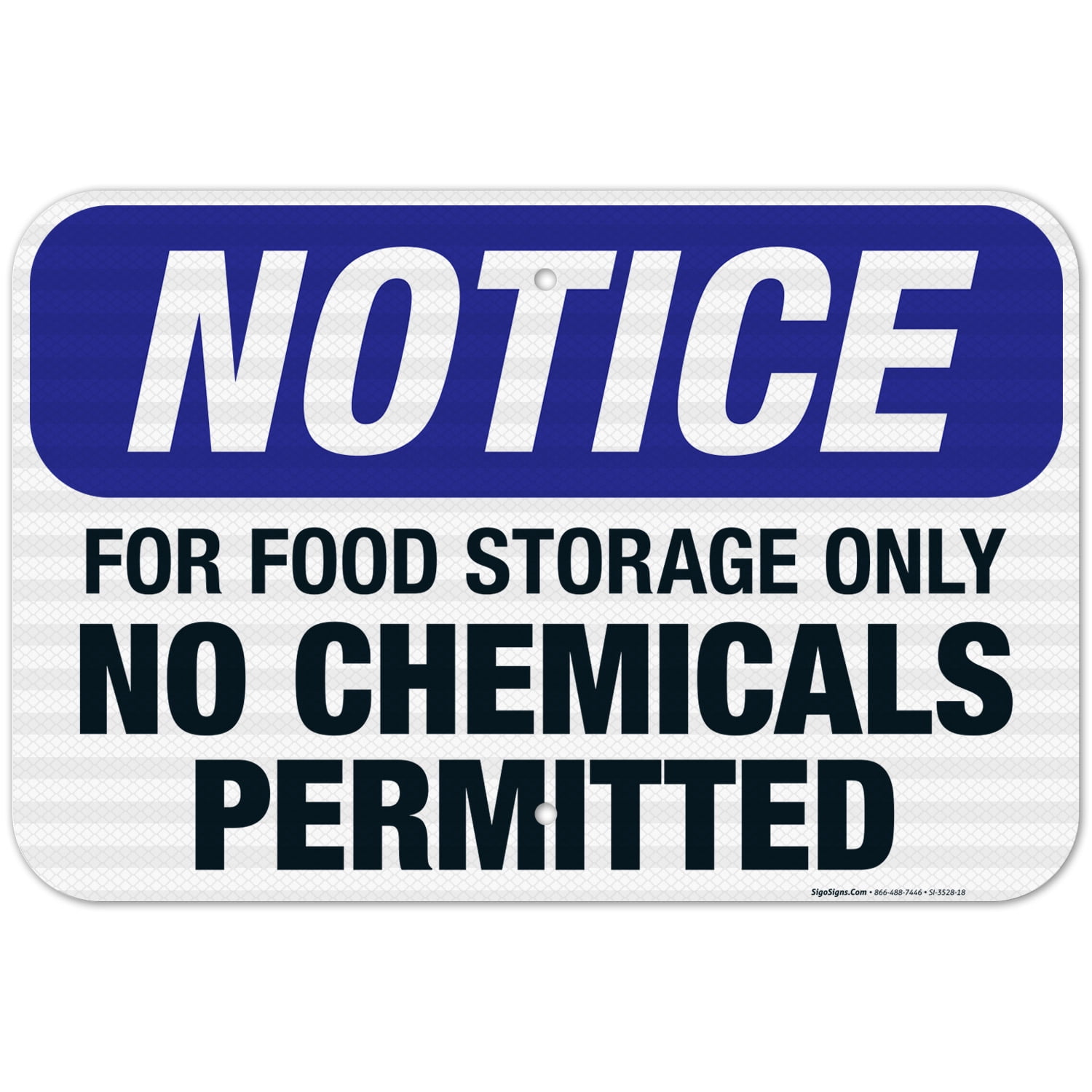 For Food Storage Only, No Chemicals Permitted Sign, OSHA Notice Sign ...