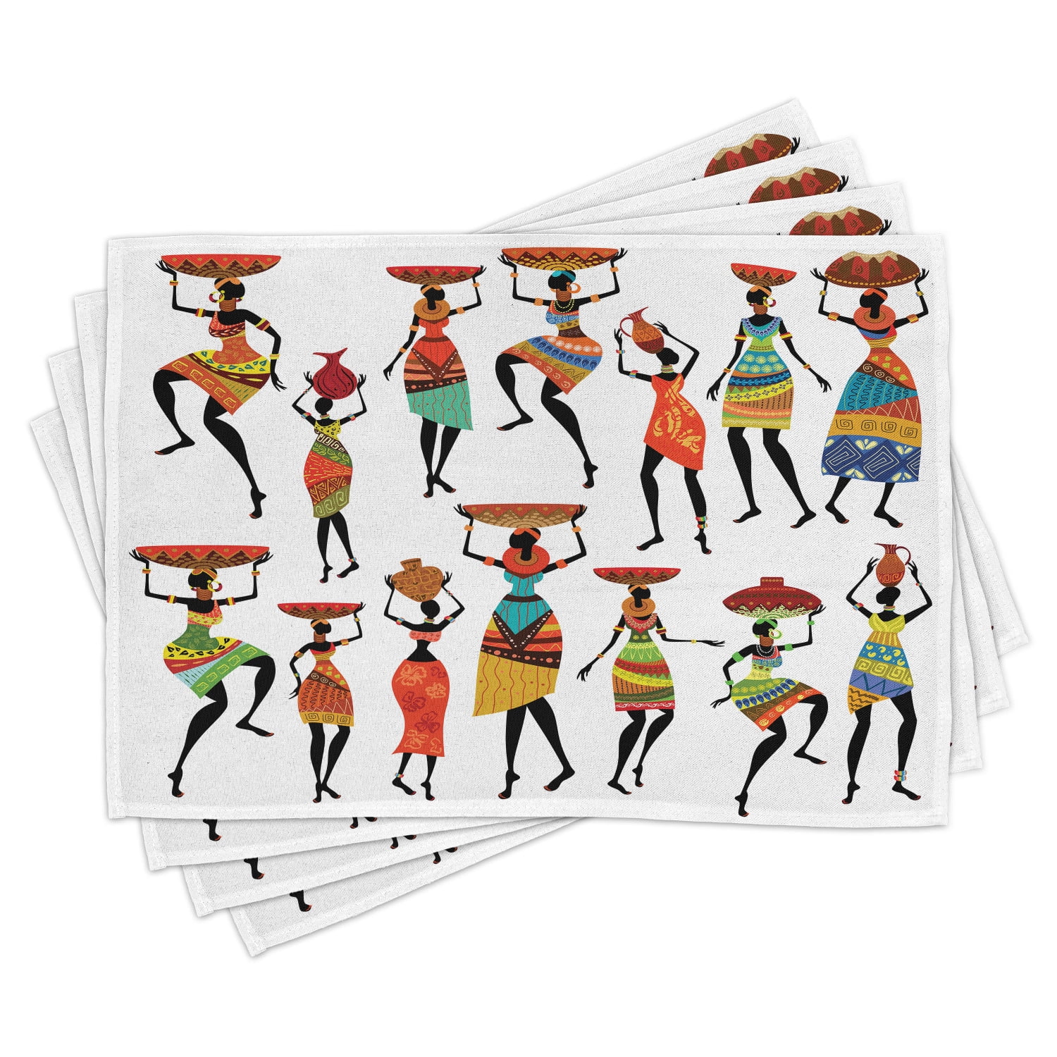 Ambesonne Tribal Place Mats Set of 4, Women, Standard Size, Multicolor ...