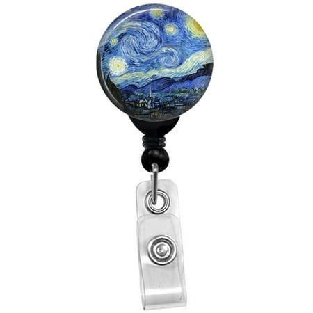 Vincent Van Gogh - The Starry Night -Retractable Reel - ID Name Tag ...