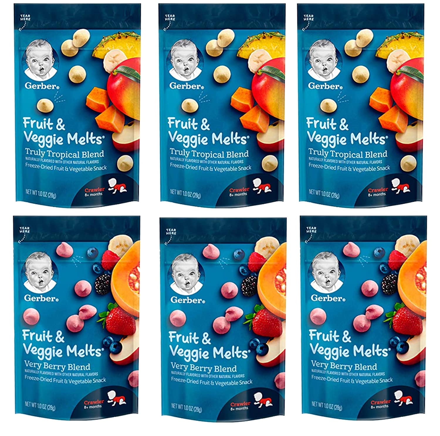 Gerber Graduates Fruit & Veggie Melts Snack Variety Pack, 3 Very Berry ...