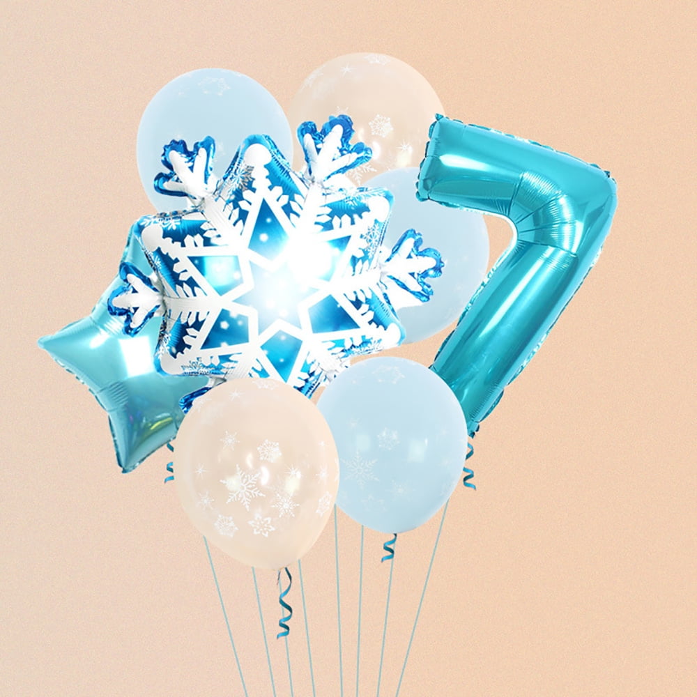 7 Year Girl Birthday Decorations, Winter Wonderland Snowflake Balloon ...