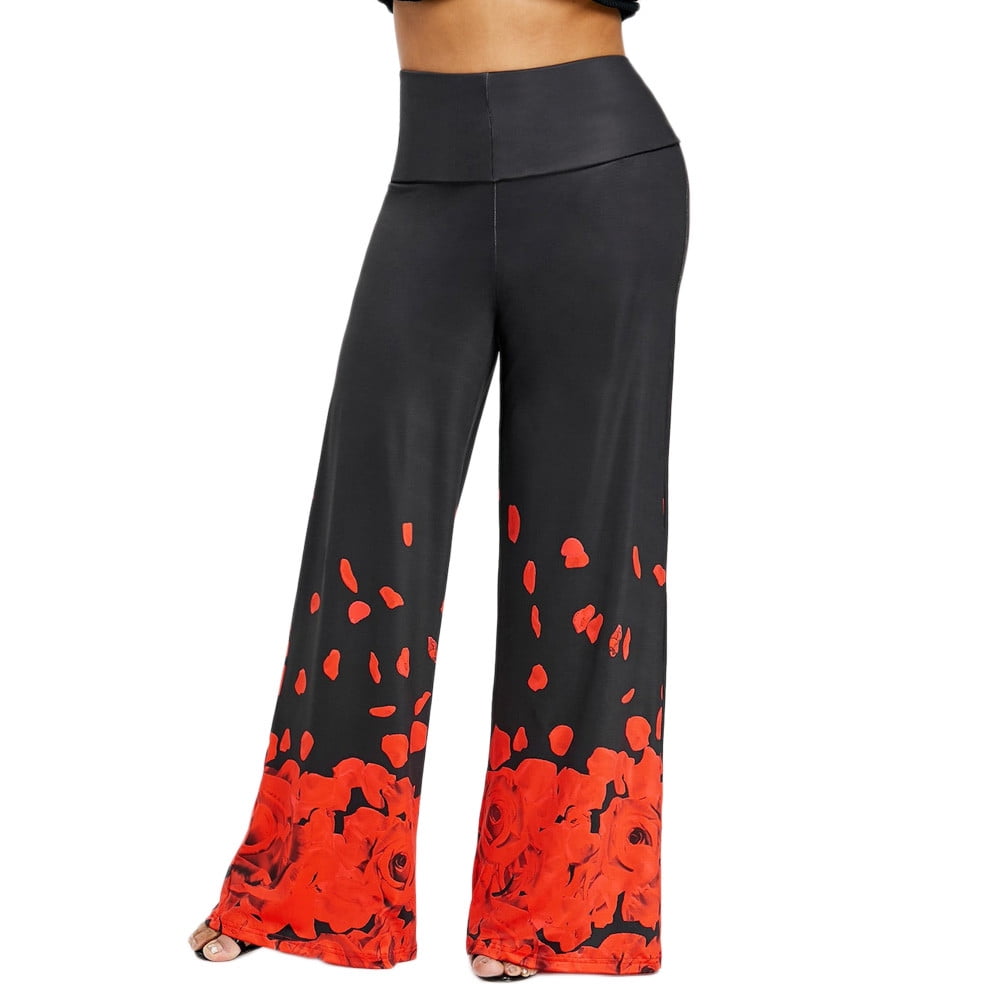 matoen Fashion Womens Casual Wide Leg Trousers Plus Size Rose Petal ... matoen Fashion Womens Casual Wide Leg Trousers Plus Size Rose Petal ...