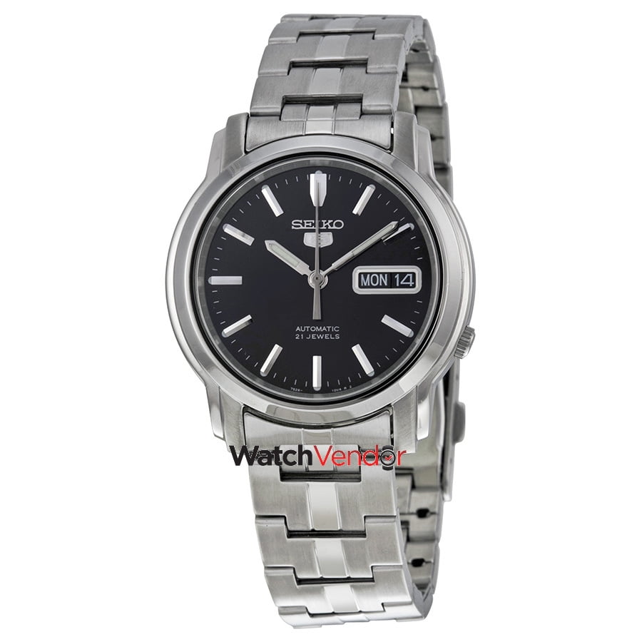 Seiko 5 Automatic Black Dial Stainless Steel Men's Watch SNKK71 ...