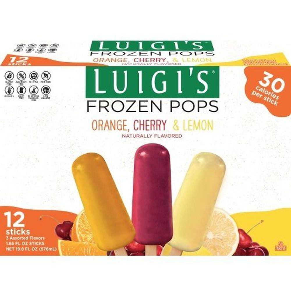 Luigi's Low-calorie Frozen Pops: 4 Orange, 4 Cherry, 4 Lemon, 19.8 ...