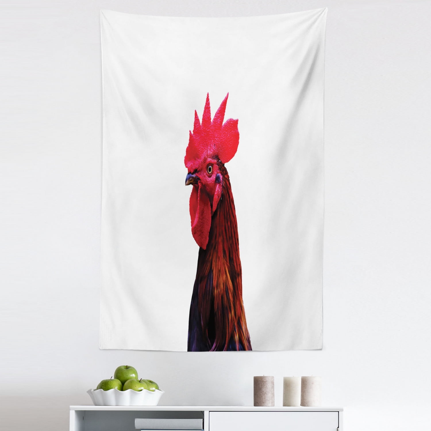 Rooster Tapestry, Side Portrait Picture Chicken Clews Farm Animal on ...