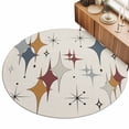 Abstract Mid Century Diamond Round Rug 3ft Modern Geometric Art Burlap ...