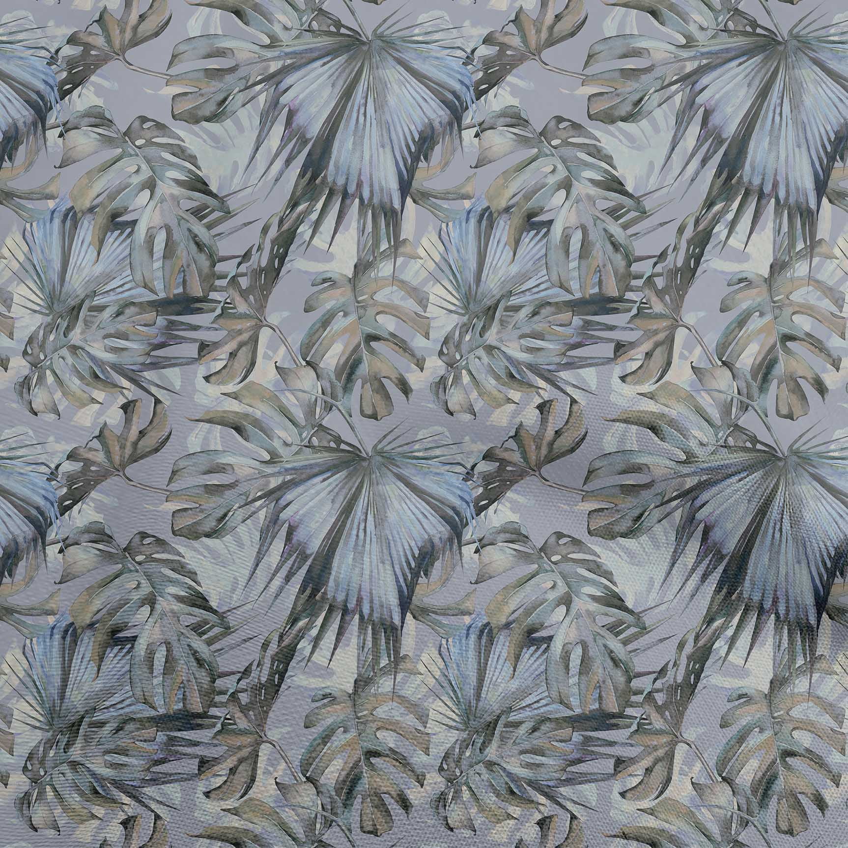 oneOone Silk Tabby Dusty Blue Fabric Tropical Sewing Material Print ...