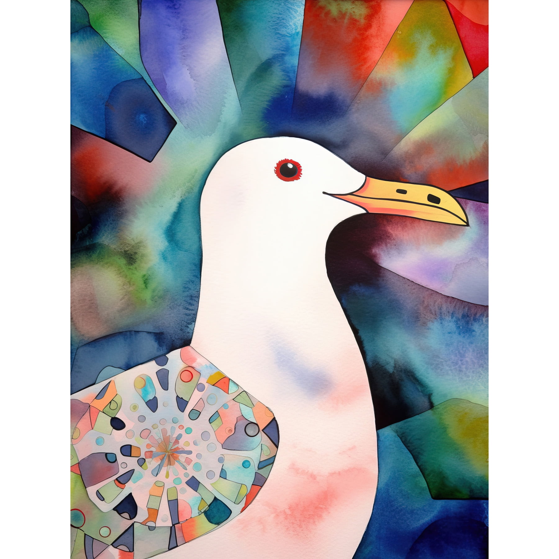 Seagull Bird Portrait Folk Art Unframed Wall Art Print Poster Home ...