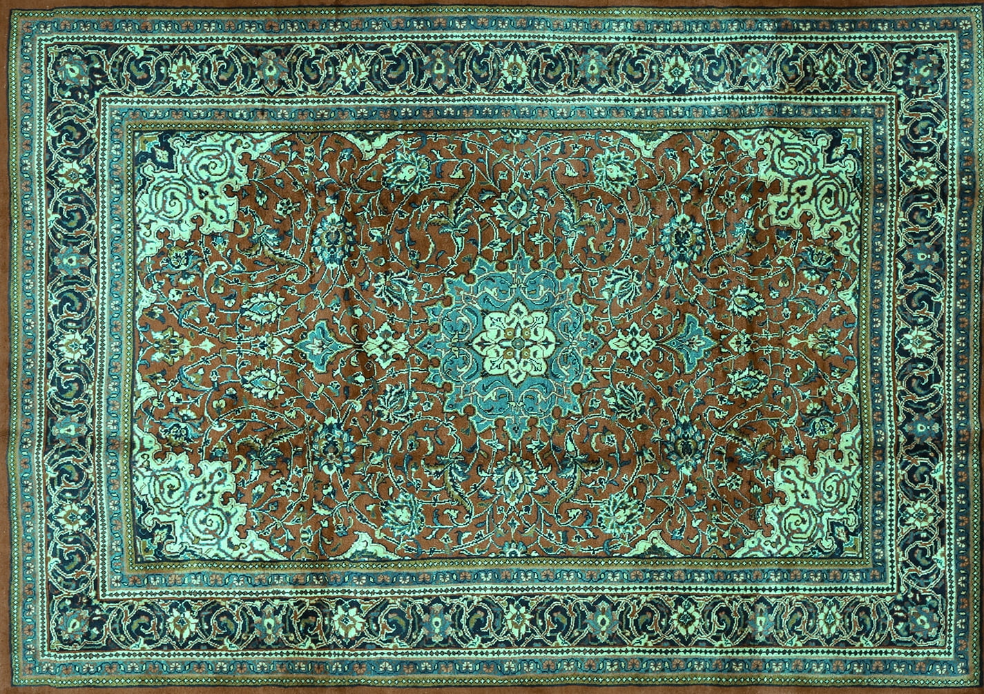 Ahgly Company Machine Washable Indoor Rectangle Persian Turquoise Blue ...