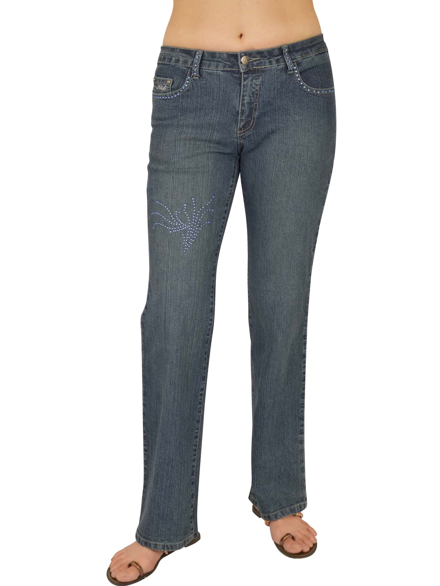 Womens Dk. Sand blue Stretch Jeans With Rhinstone #LD11 Size: 5 ...
