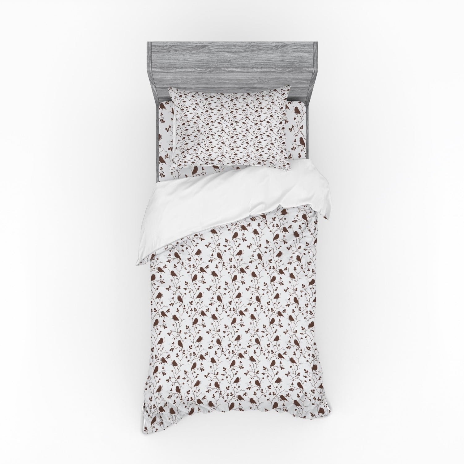 Ambesonne Birds Bedding Set 3 Pcs, Tweeting Little Sparrows, Twin, Seal ...