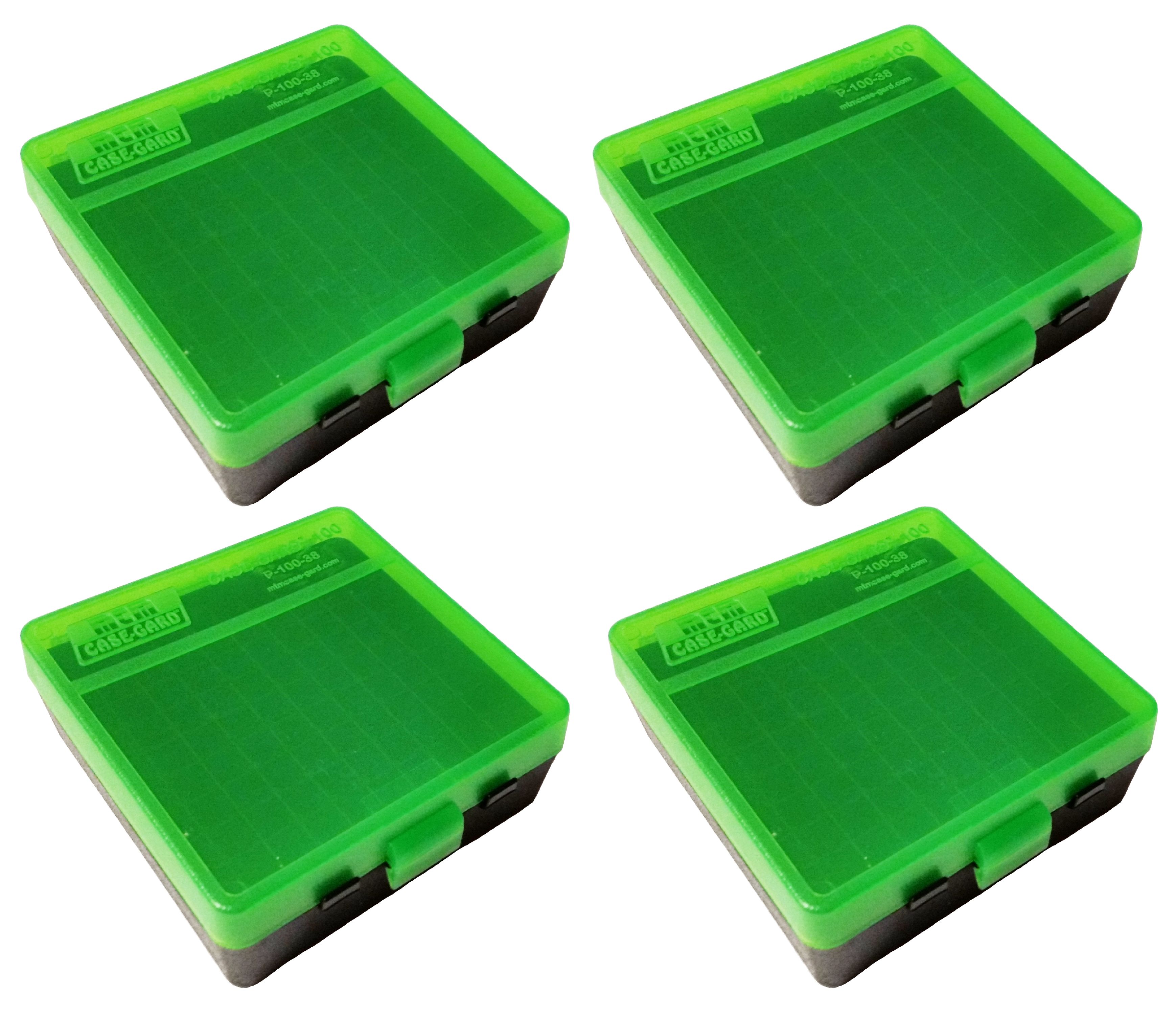 MTM 100 Round Flip-Top 38/357 Cal Ammo Box - Green Black (4 Pack) - Walmart.com