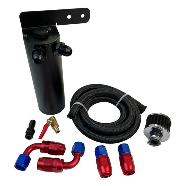 Red Universal Oil Catch Can XL 2Port -8AN + Mounting Bracket Kit ...