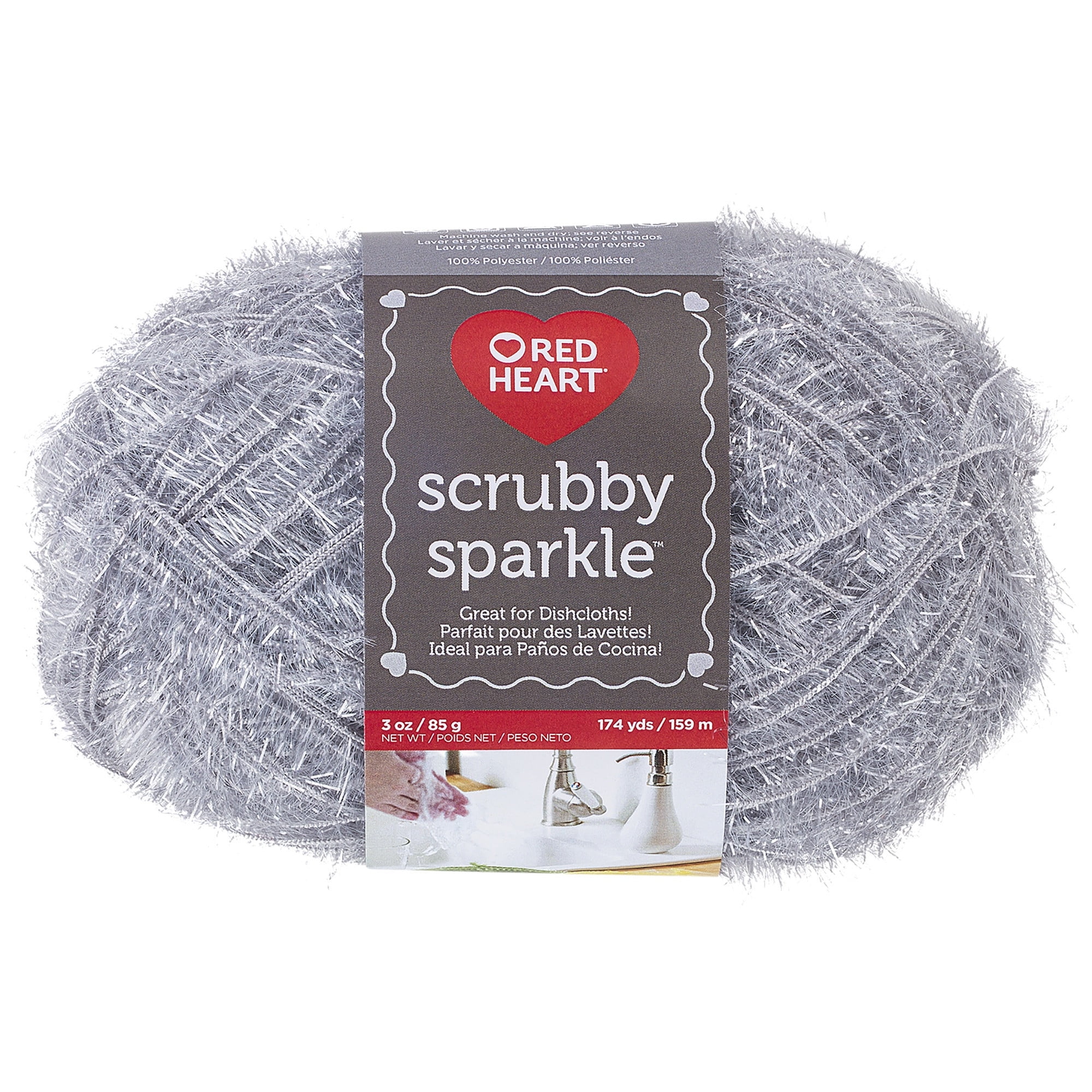 Red Heart® Scrubby Sparkle™ #4 Worsted (Medium) Polyester Yarn, Oyster ...