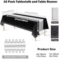 16Pack Disposable Plastic Tablecloths and Satin Table Runner Set Black ...