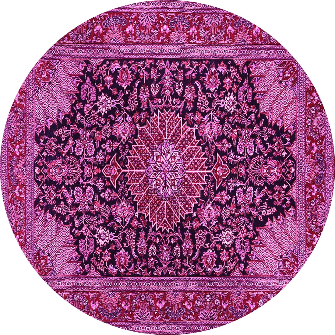 Ahgly Company Indoor Round Medallion Pink Traditional Area Rugs, 8 ...