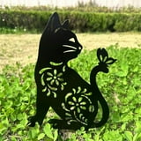 TINYSOME 1/2Pcs Metal Cat Garden Statue Cat Decors Silhouettes Stake ...