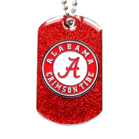 NCAA Alabama Crimson Tide Sports Team Logo Dog Fan Tag Glitter Sparkle ...