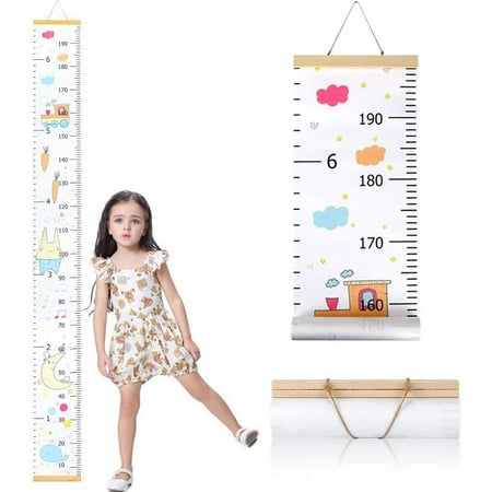 Kids Height Growth Chart | Baby Wall Measurement Ruler Wood and Canvas ...