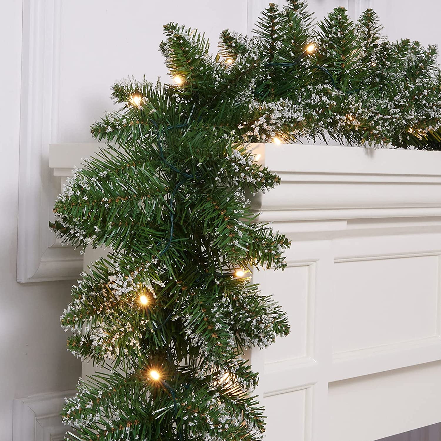 Buy 18ft Christmas Garland with Battery Operated 50 LED Lights and ...