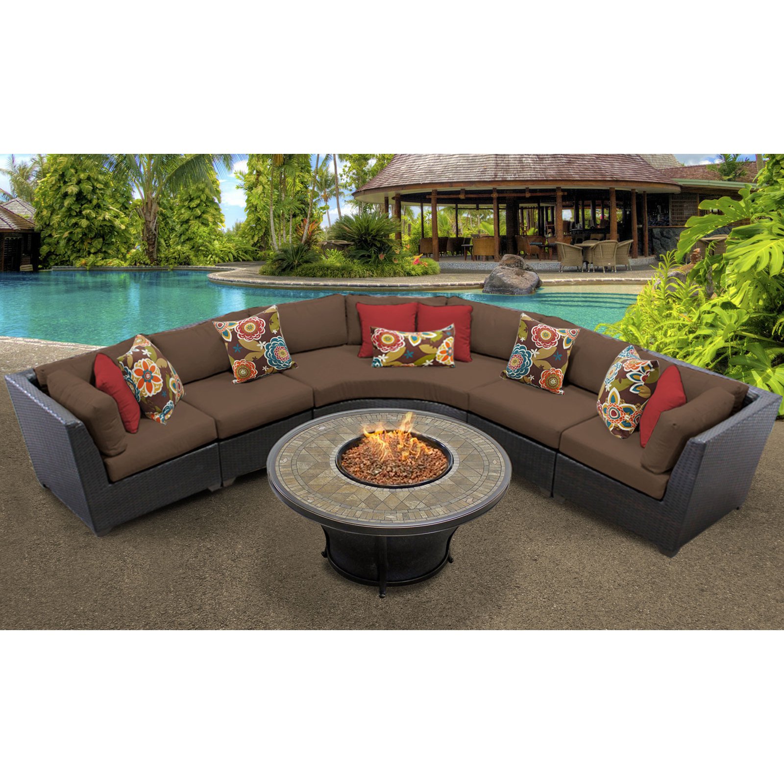 TK Classics Barbados 06K Wicker 6 Piece Fire Pit Patio Set - Walmart.com