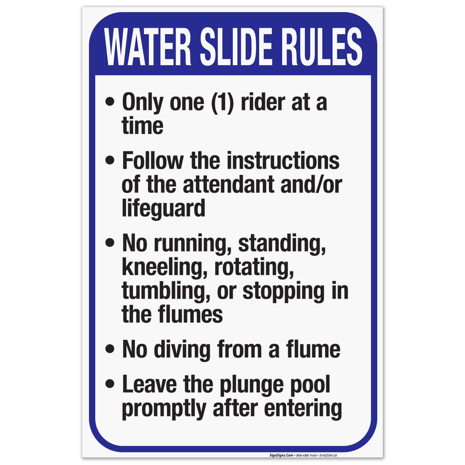 Indiana Water Slide Rules Sign, Complies With State Of Indiana Pool ...
